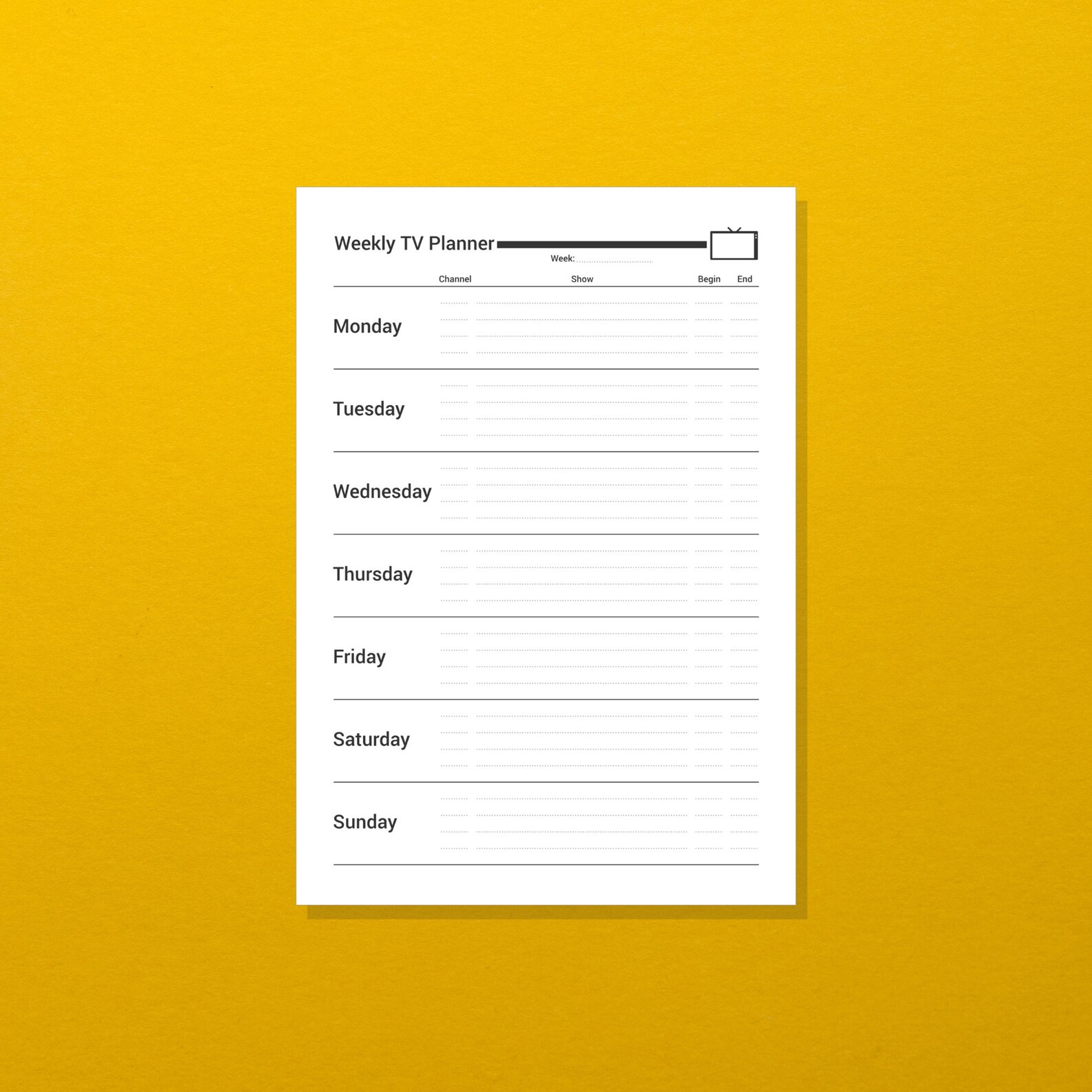 Printable Weekly TV Show Tracker Digital Planner to Organize - Etsy