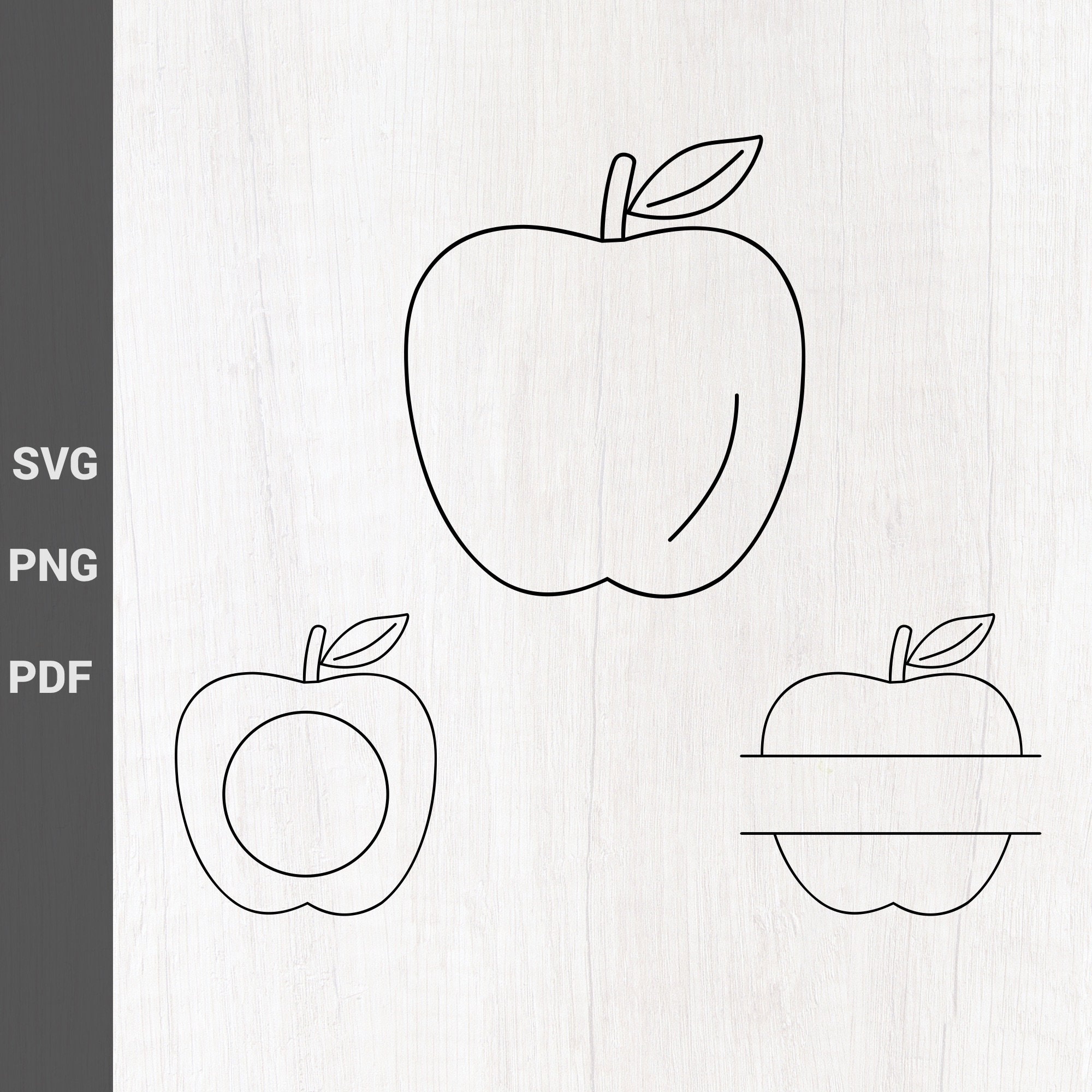 Apple Outline SVG With Monogram and Split Frame Name for Back - Etsy