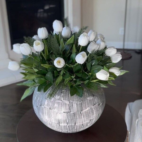 Tulip White Arrangement - Etsy