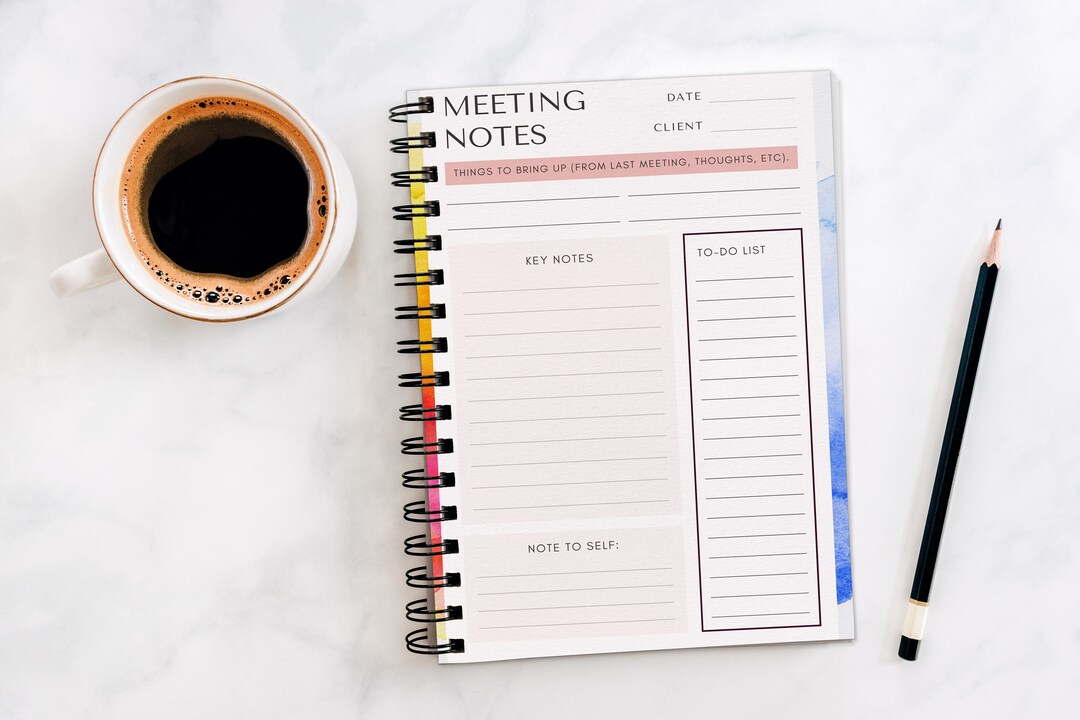 Printable Meeting Notes Template, Work Day Organizer, Office Organizer ...