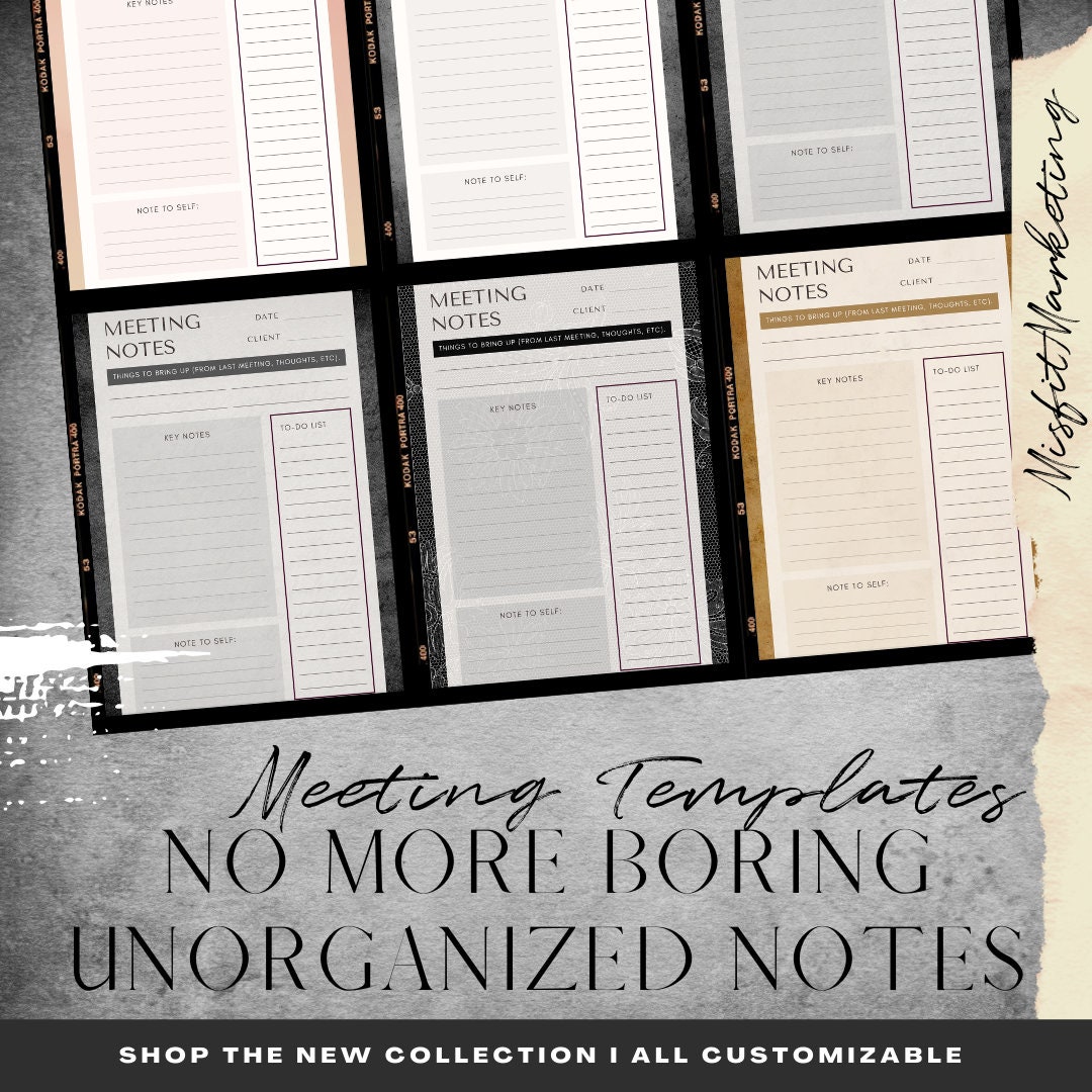 Printable Meeting Notes Template, Work Day Organizer, Office Organizer ...