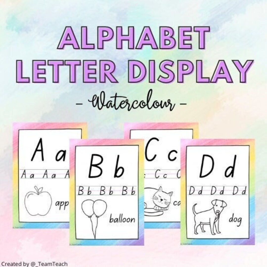 Alphabet Letter Display Watercolour Classroom Decor Digital Download - Etsy