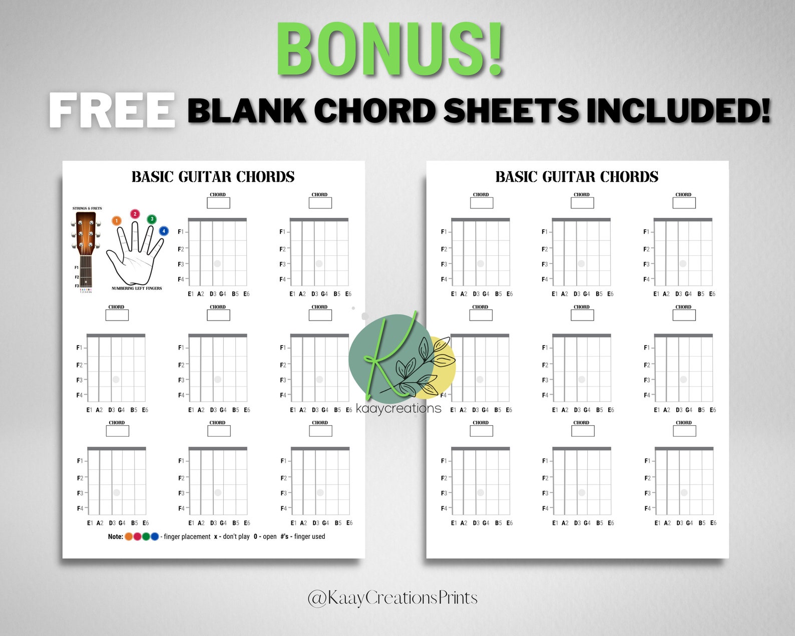 Beginner Guitar Chord Printable Sheets, Music Education, Fretboard ...