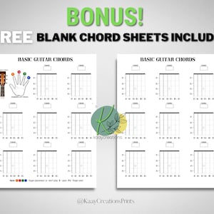 Beginner Guitar Chord Printable Sheets, Music Education, Fretboard ...