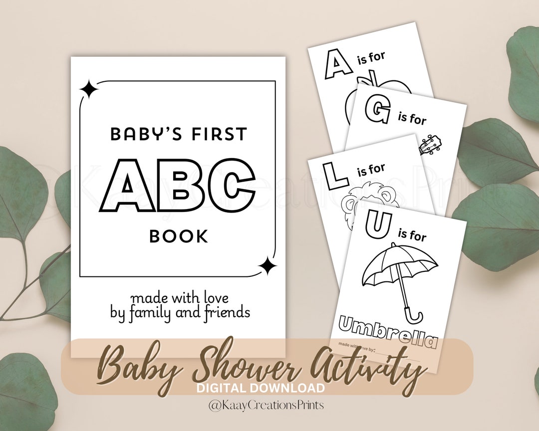 Baby's First ABC Book. Baby Shower Activity Game. ABC Baby Shower ...