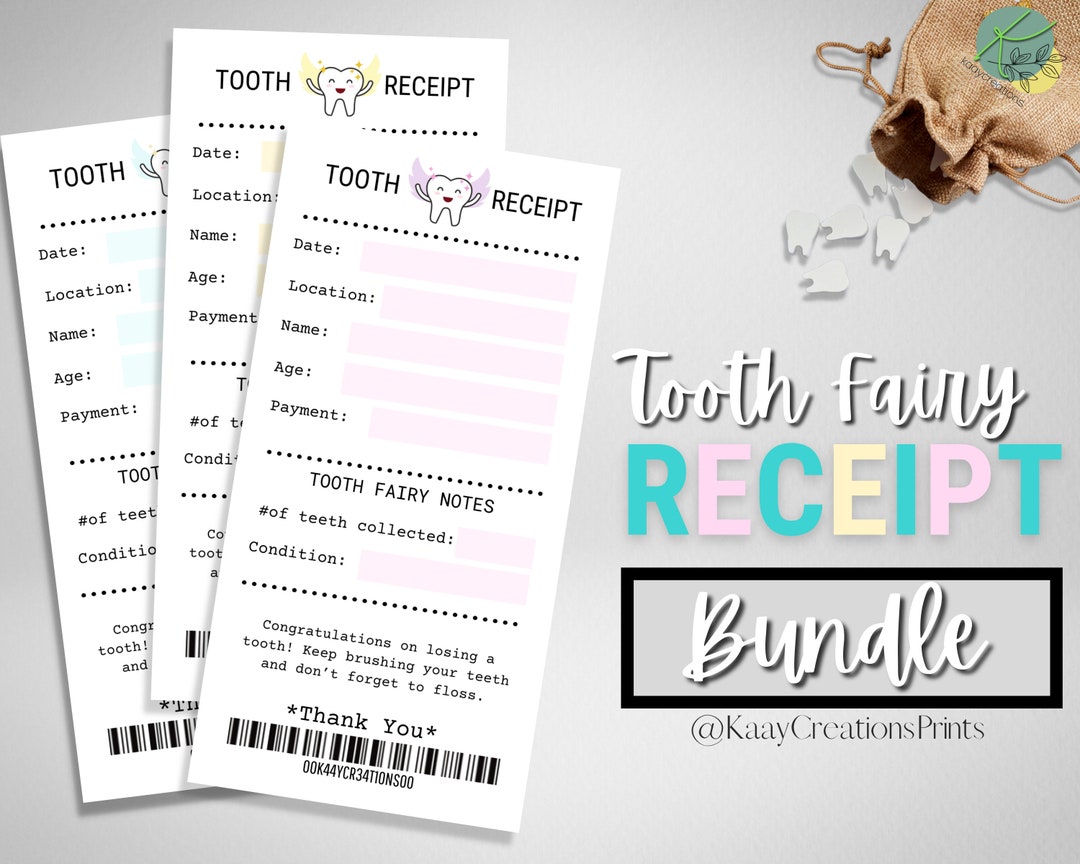 Tooth Fairy Receipt Bundle, Boys & Girls Lost Tooth Receipt, Fill in ...