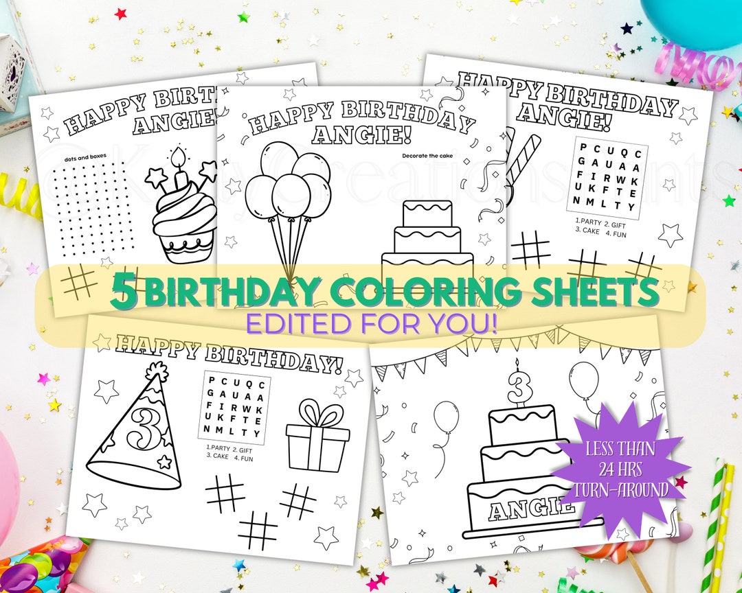 Custom Birthday Coloring and Activity Sheets for Kids. Birthday ...