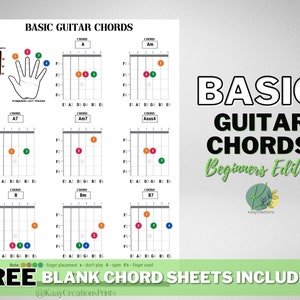 Beginner Guitar Chord Printable Sheets Music Education - Etsy Australia