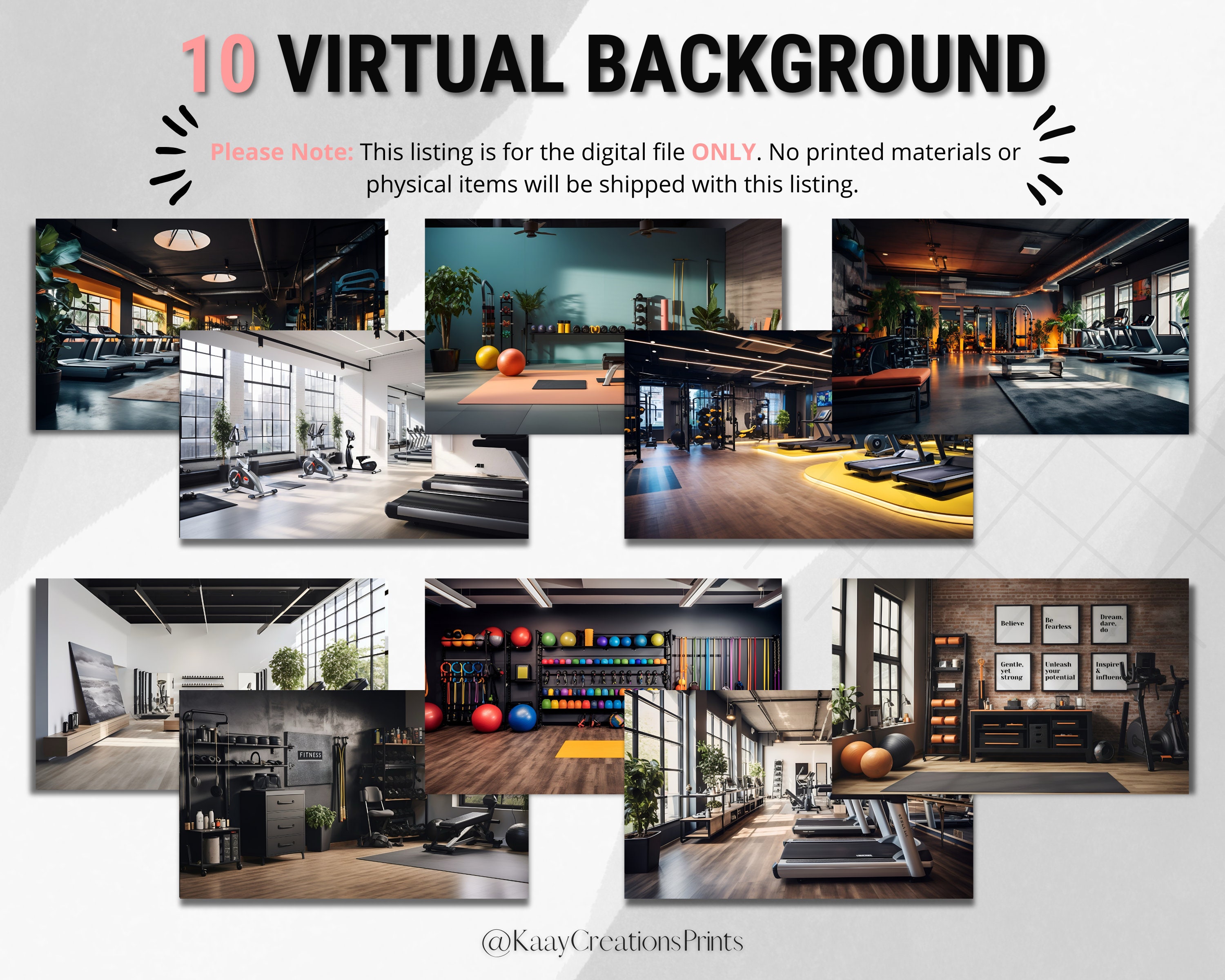 Zoom Backgrounds, Digital Gym Backdrops, Instant Download for Fitness ...