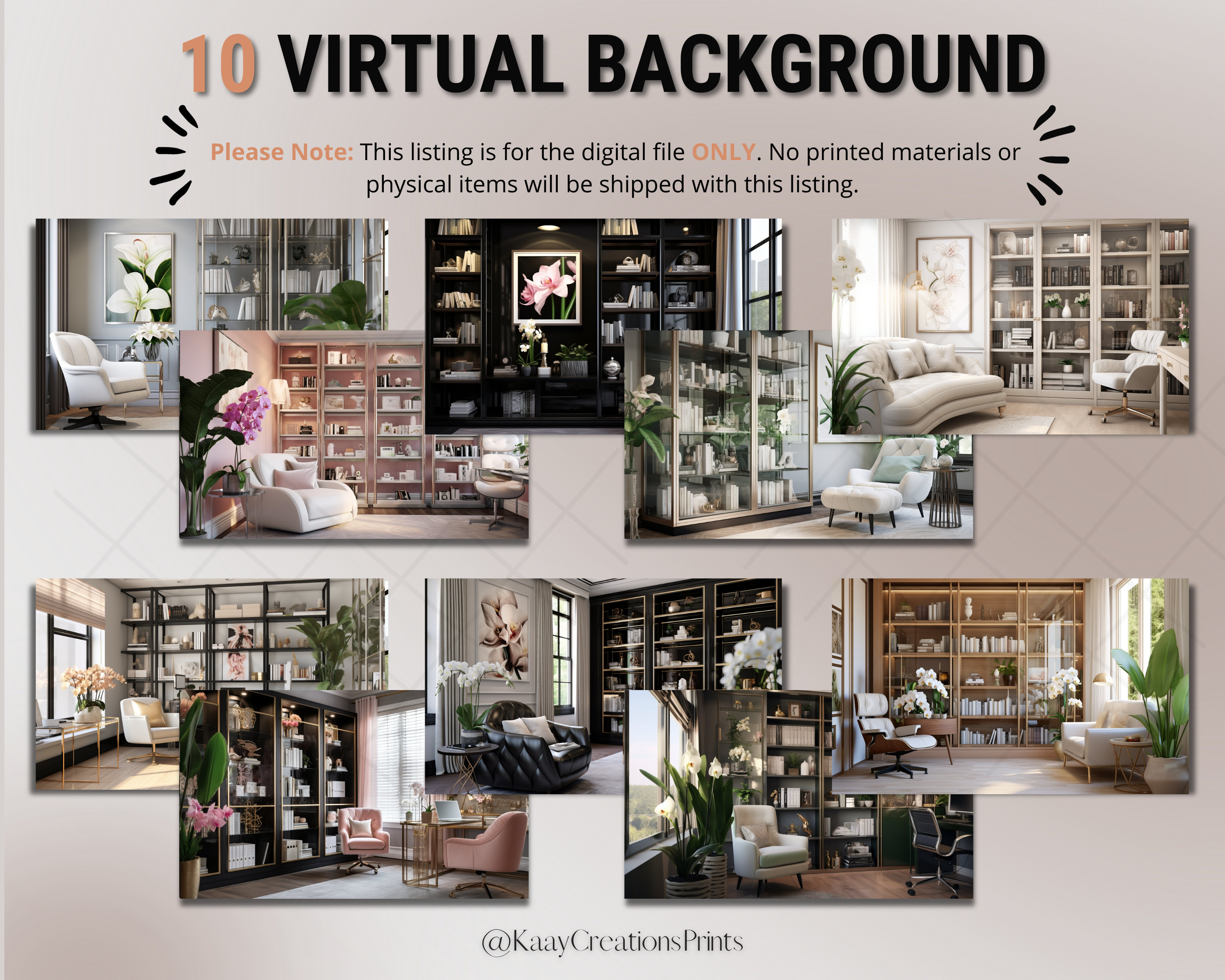 Microsoft Teams Backgrounds, Digital Office Backdrops, Instant Download ...