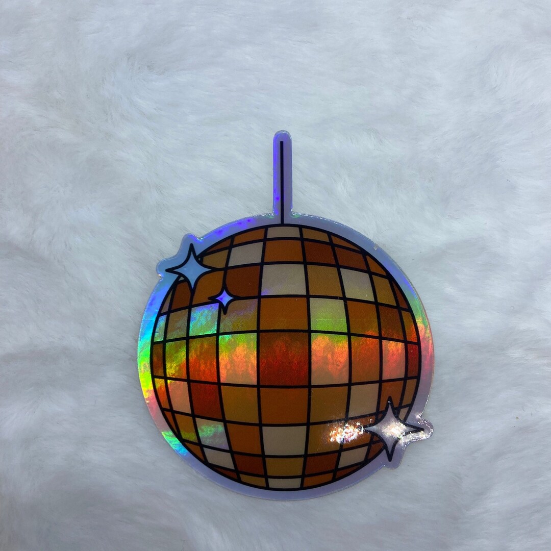 Holographic Orange Disco Ball Sticker - Etsy