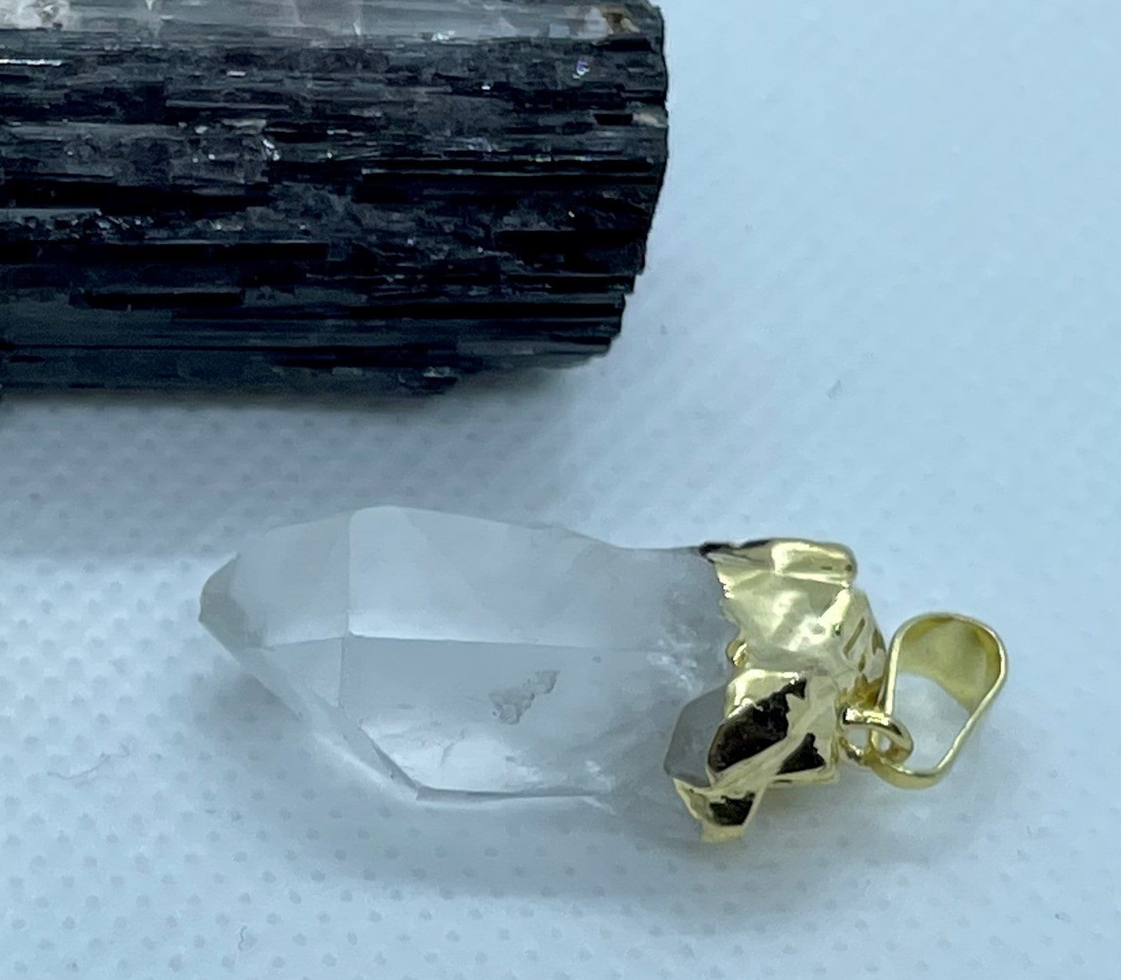 Raw Gem Clear Quartz and Gold Pendants Necklace - Etsy
