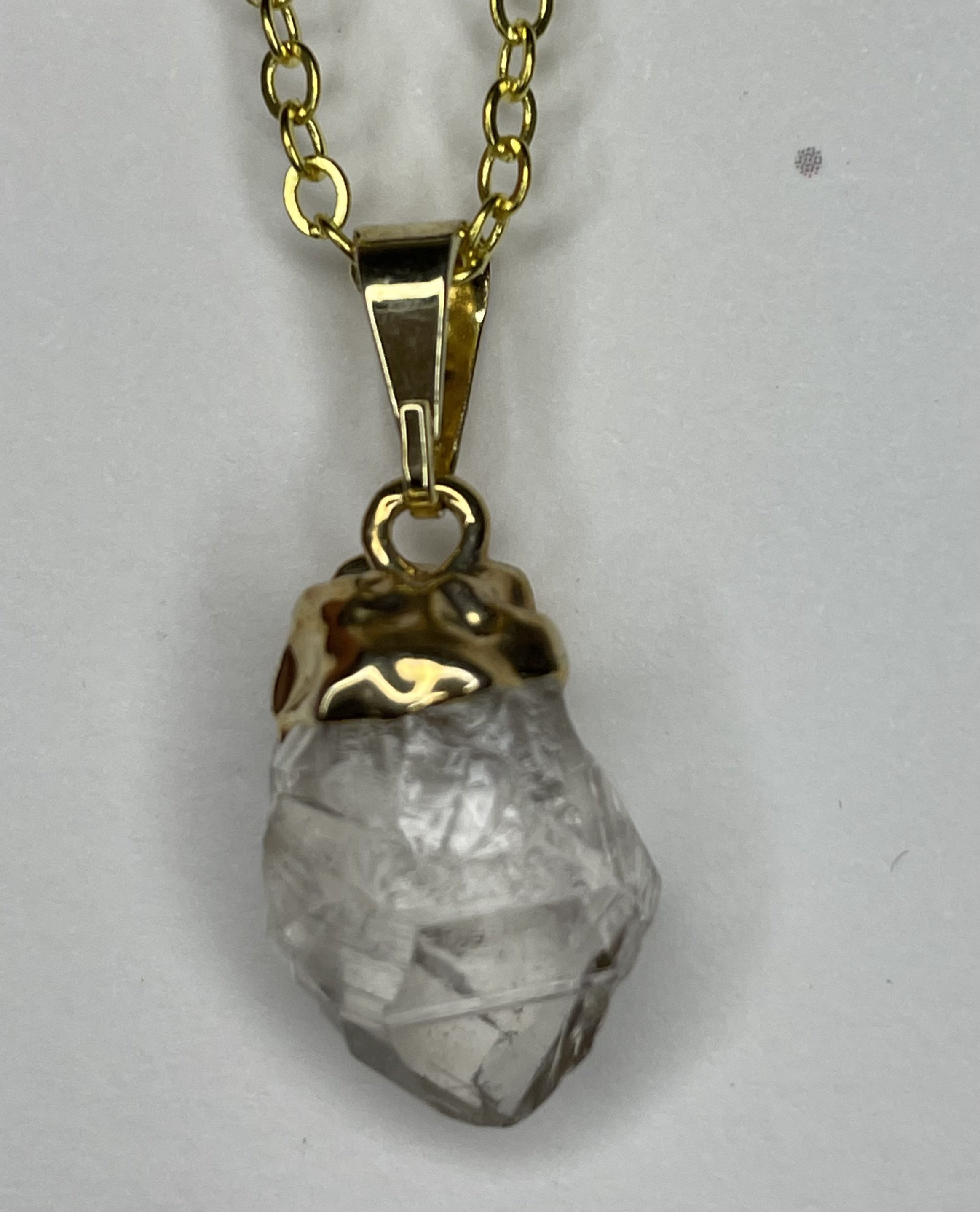 Raw Gem Clear Quartz and Gold Pendants Necklace - Etsy