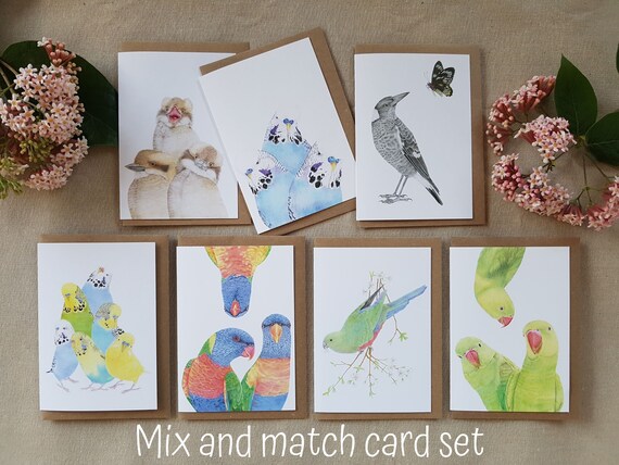 Set of Cards With Bird Illustrations. Mix and Match Your Own - Etsy