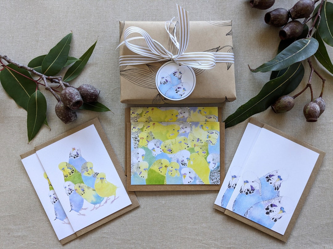 Boxed Set of 6 Gift/note Cards for Those Who Love Budgies. Choose ...
