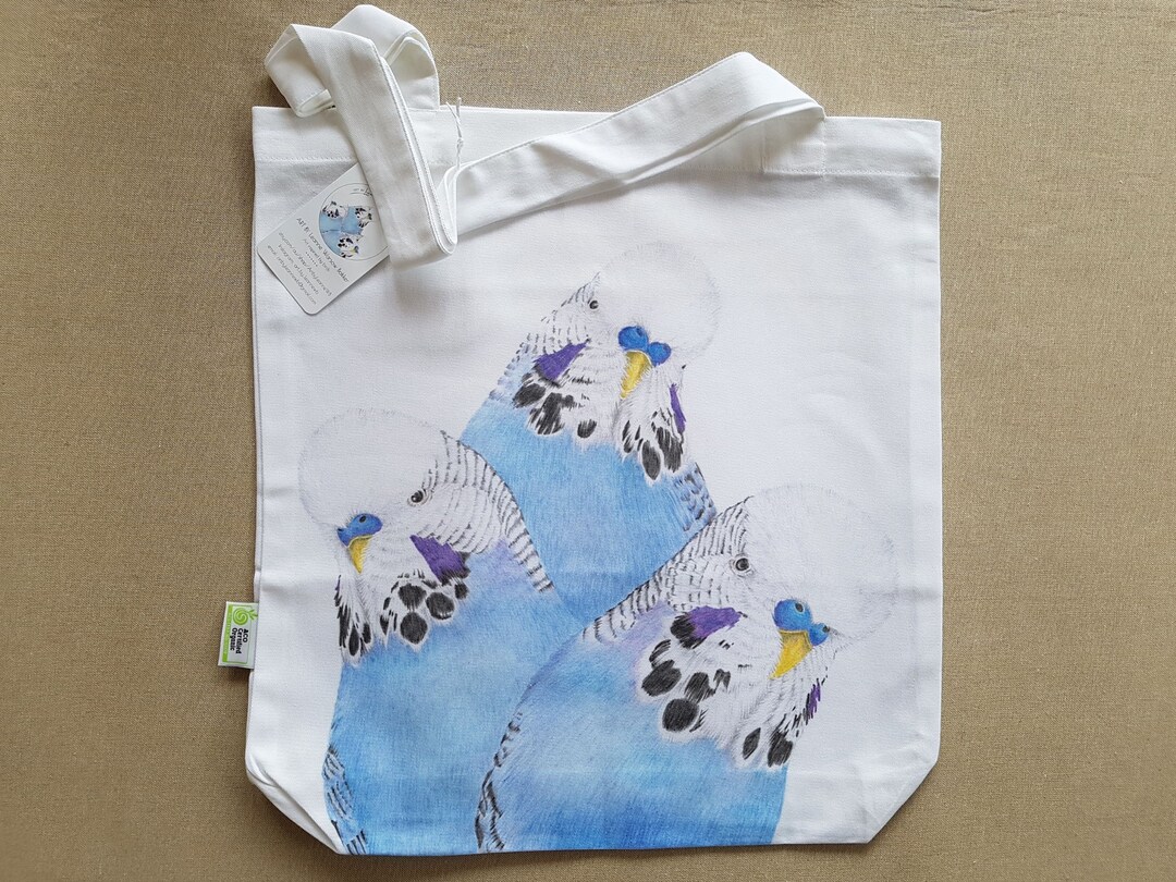 Budgie Tote Bag. Organic Cotton Shopping Bag Designed and Printed in ...