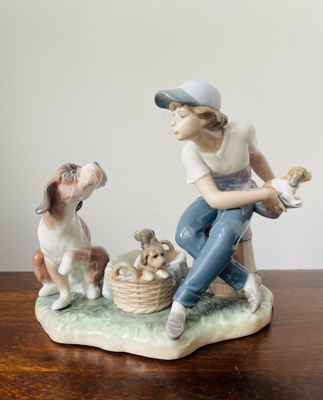 Lladro Porcelain Figurine this Ones Mine Boy With Dog & Puppies - Etsy