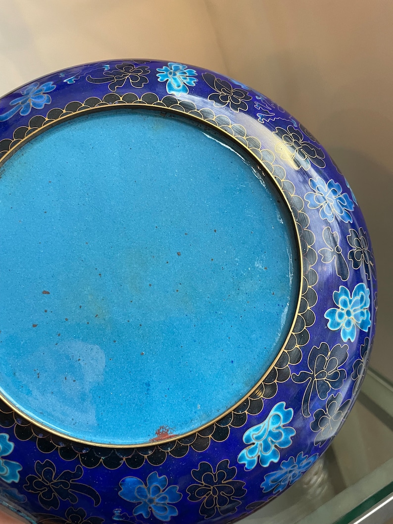 Chinese Cobalt Blue and Gold Cloisonné Bowl - Etsy