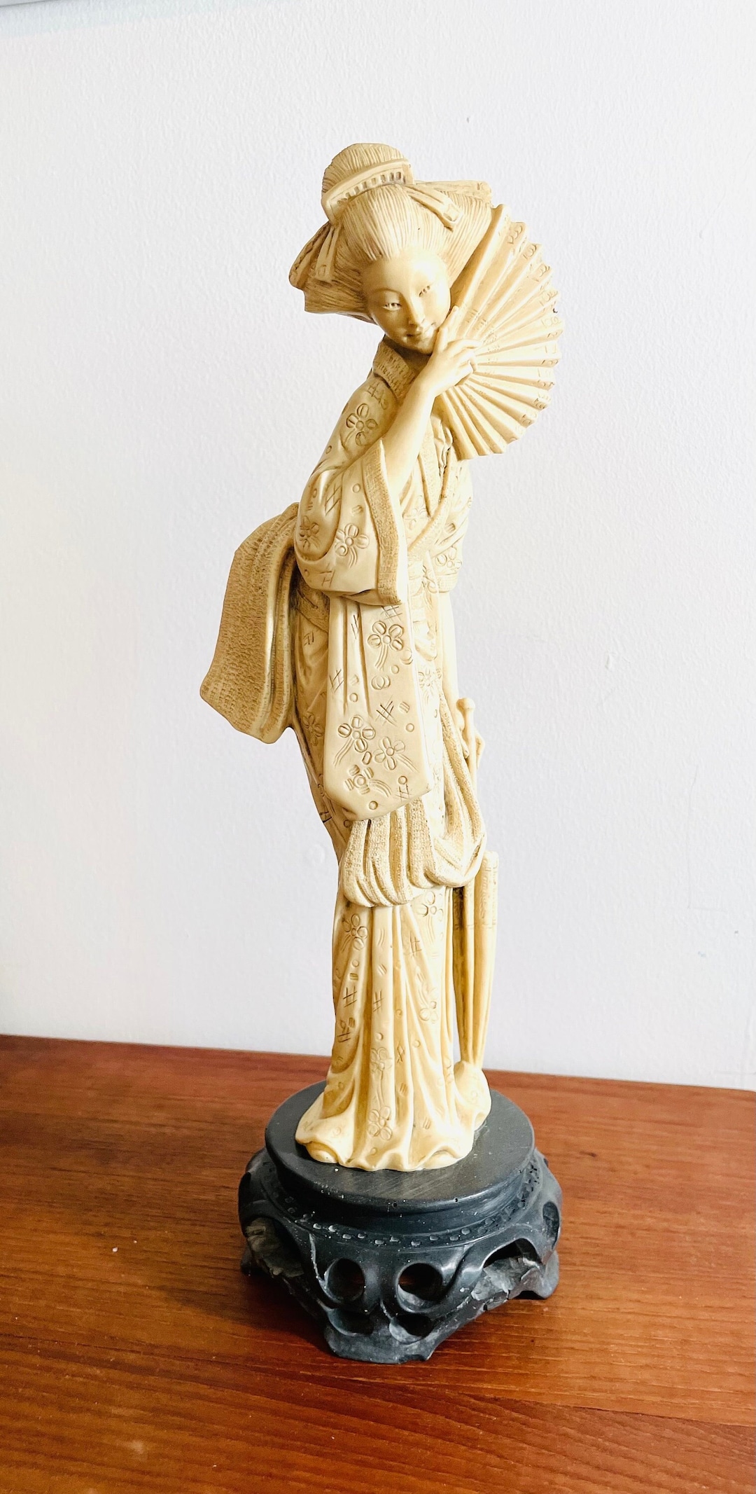Okimono Geisha Hand Carved Resin Figurine Statue Japanese - Etsy