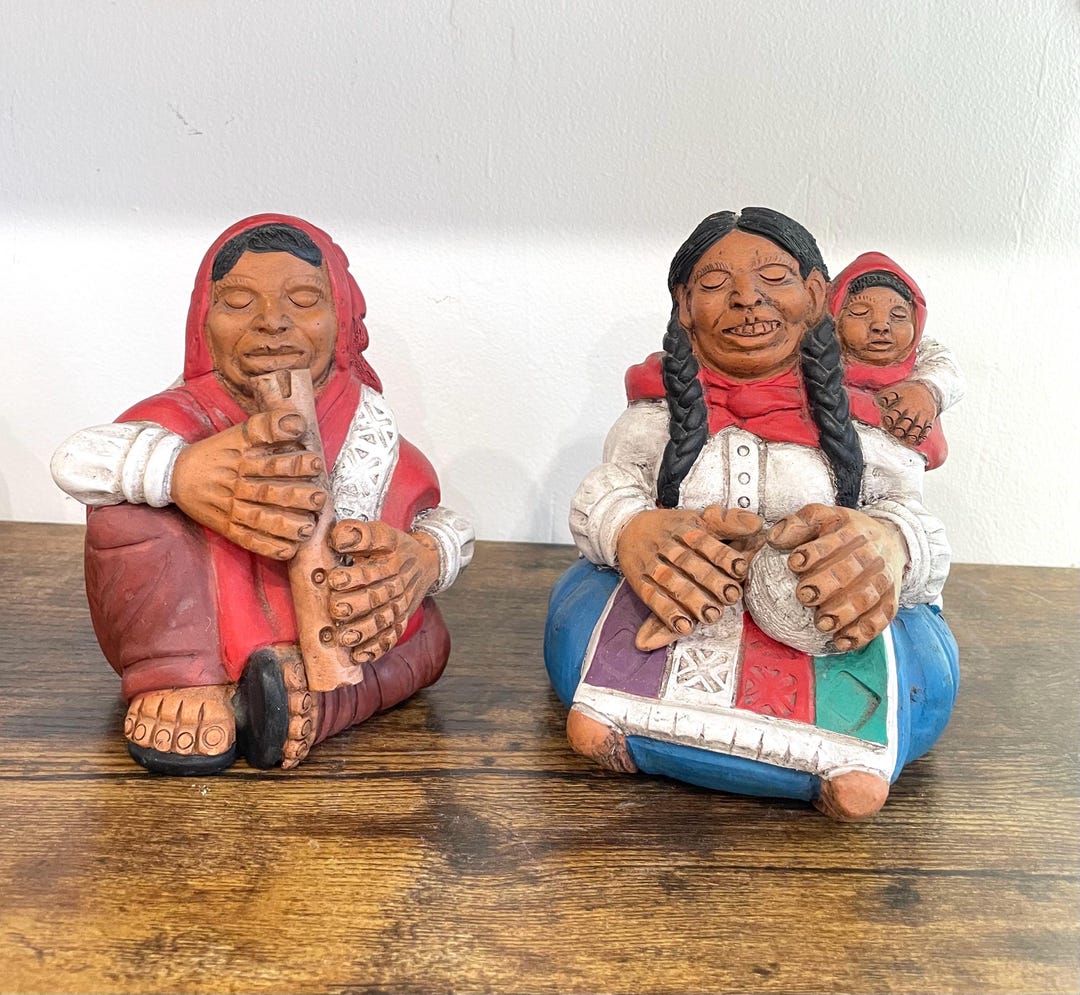Set of Two Peruvian Ceramic Clay Figurines Artisan Made in Peru - Etsy