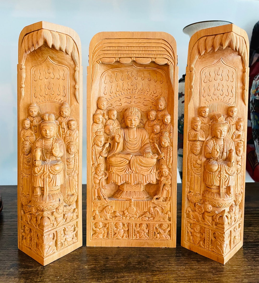 Guardian Buddhist Altar Wooden Buddha Carving Figurine, Kukai and Other ...