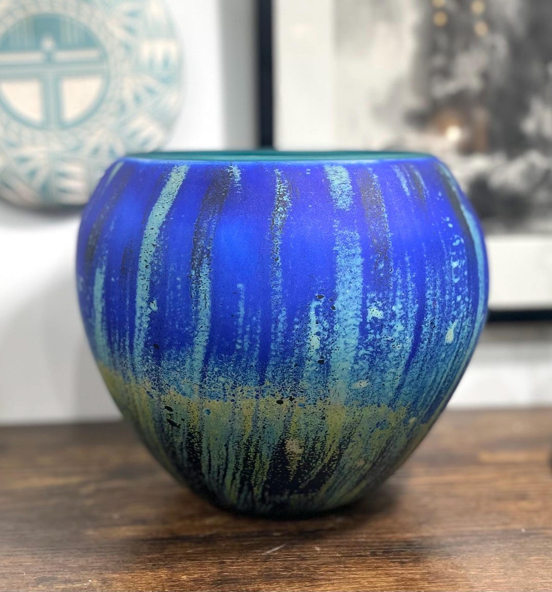 Signed One Eared Cow Studio Art Glass Vase - Etsy