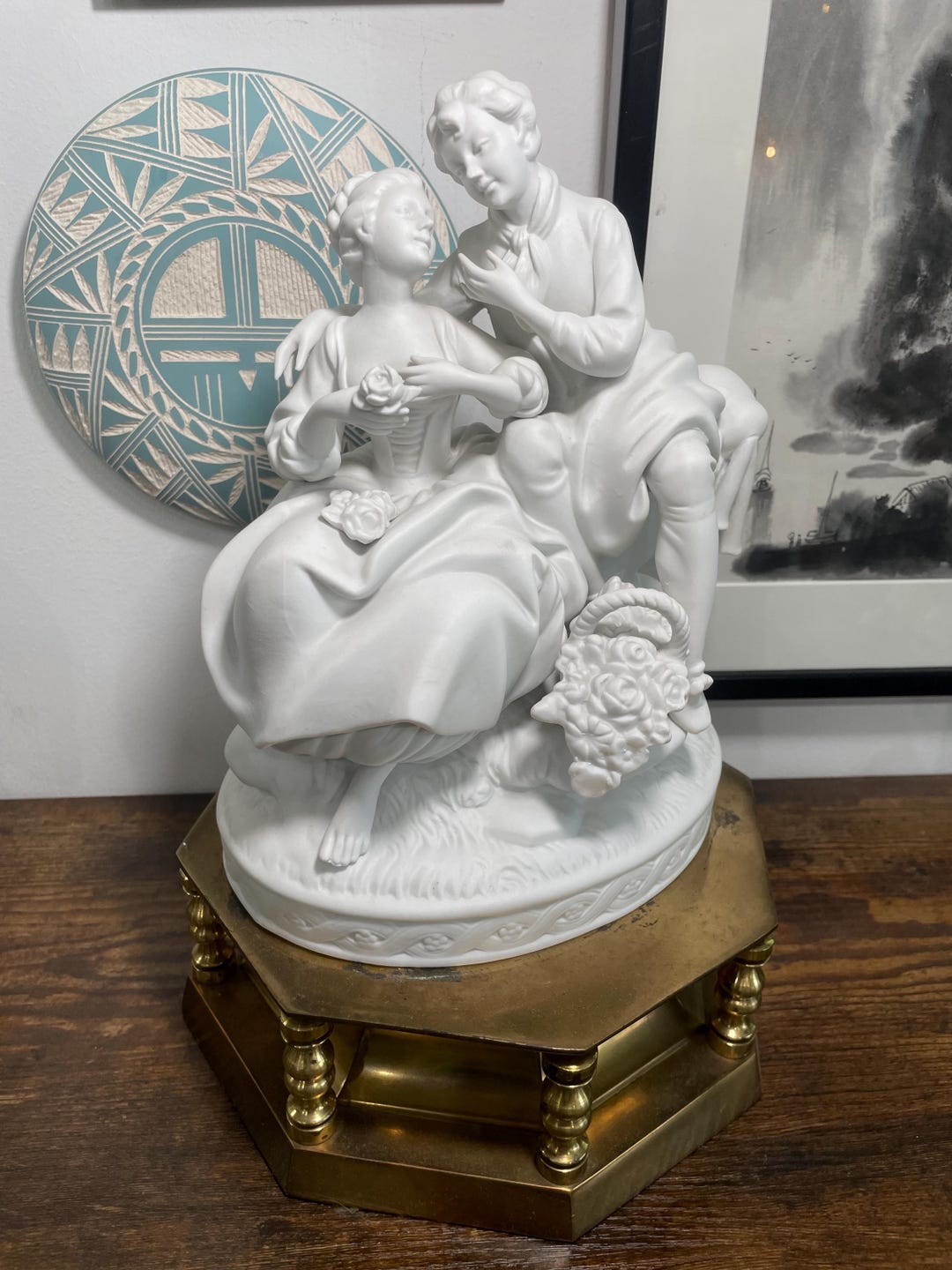 Antique Bavarian Bisque Porcelain Statue of Pastoral Lovers - Etsy