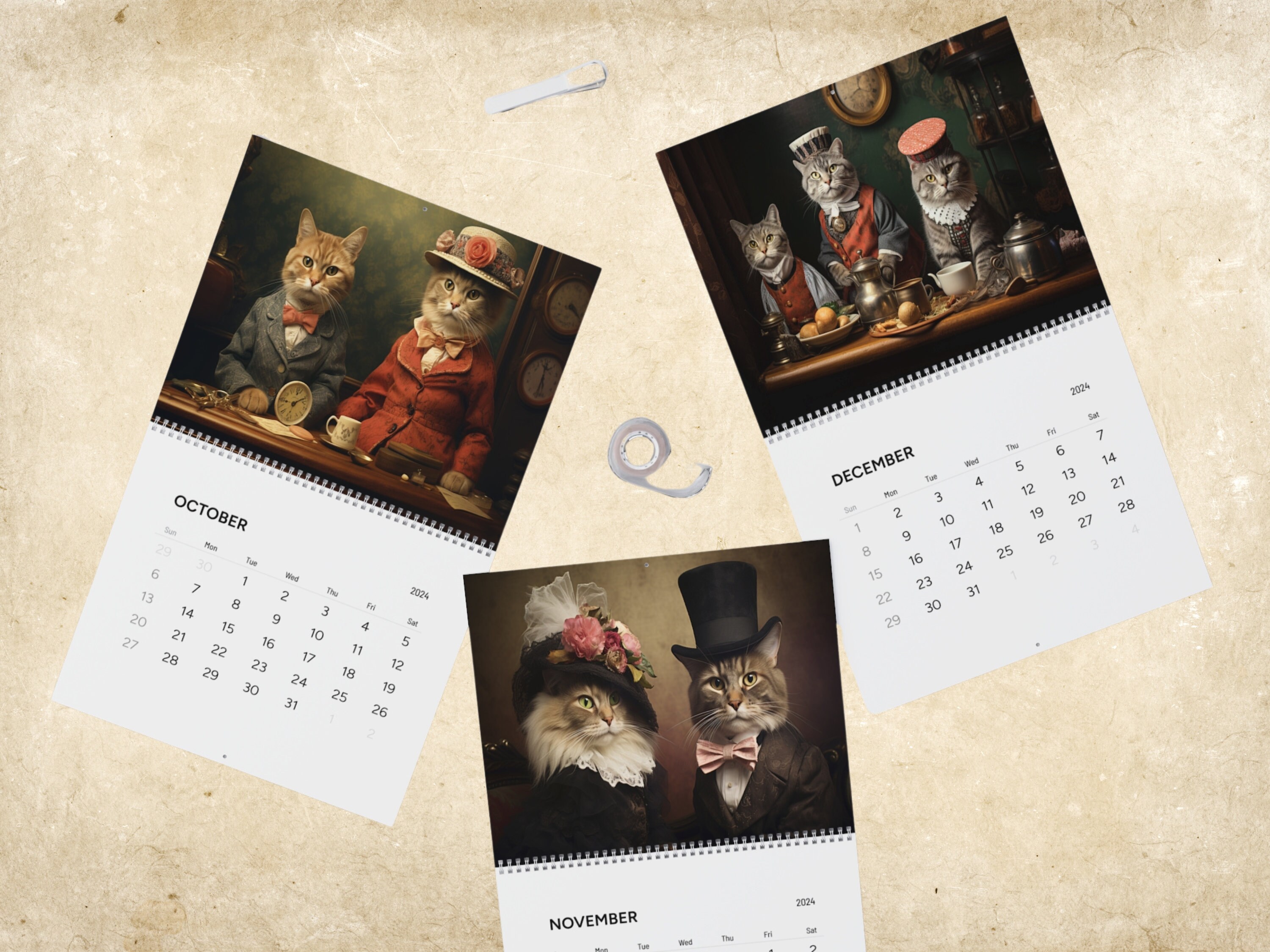 Vintage Eclectic Cats Wall Calendars (2024) - Gift For Cat Lovers sold ...