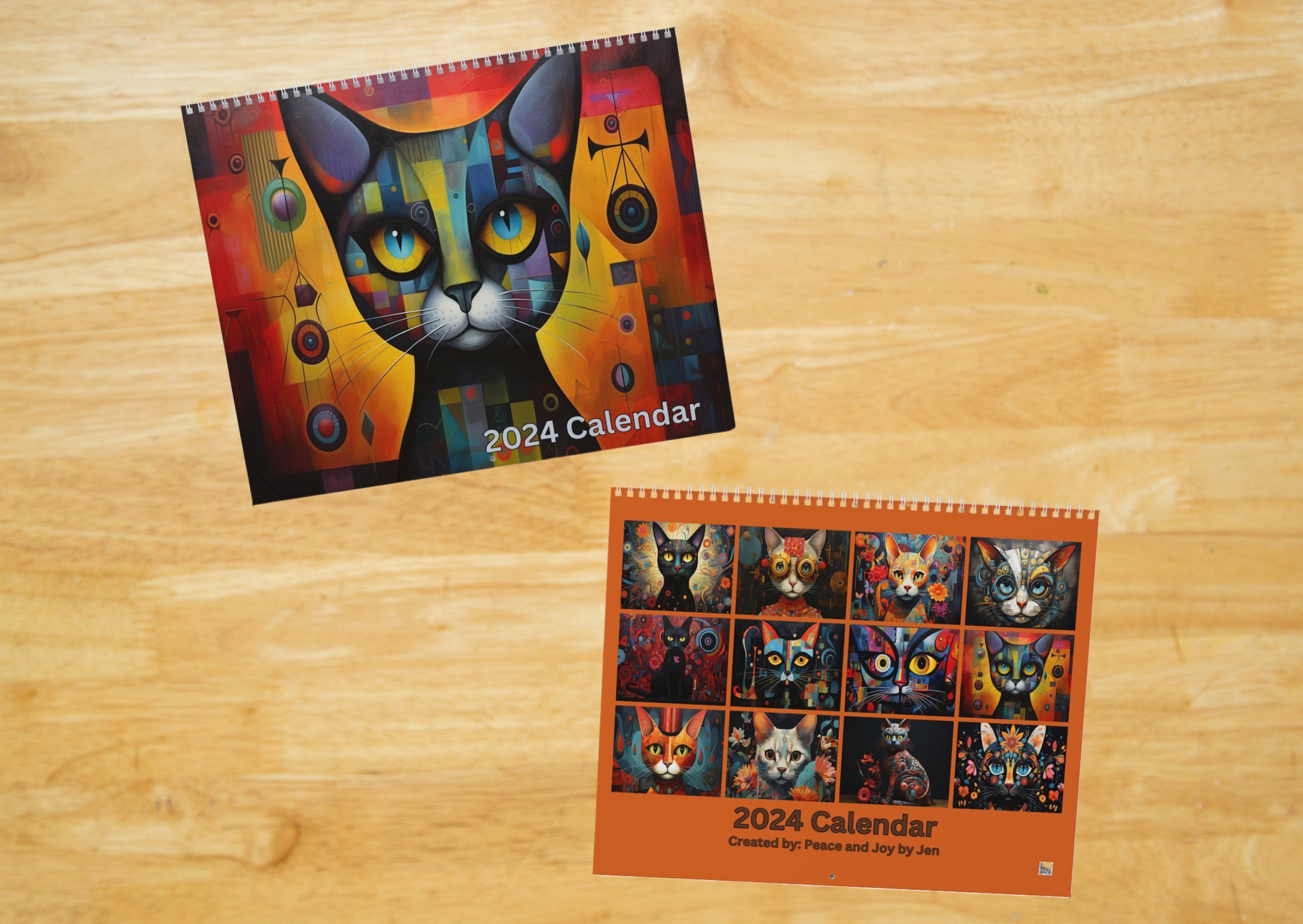 Modern Eclectic Cats Wall Calendars (2024) - Gift For Cat Lovers sold ...