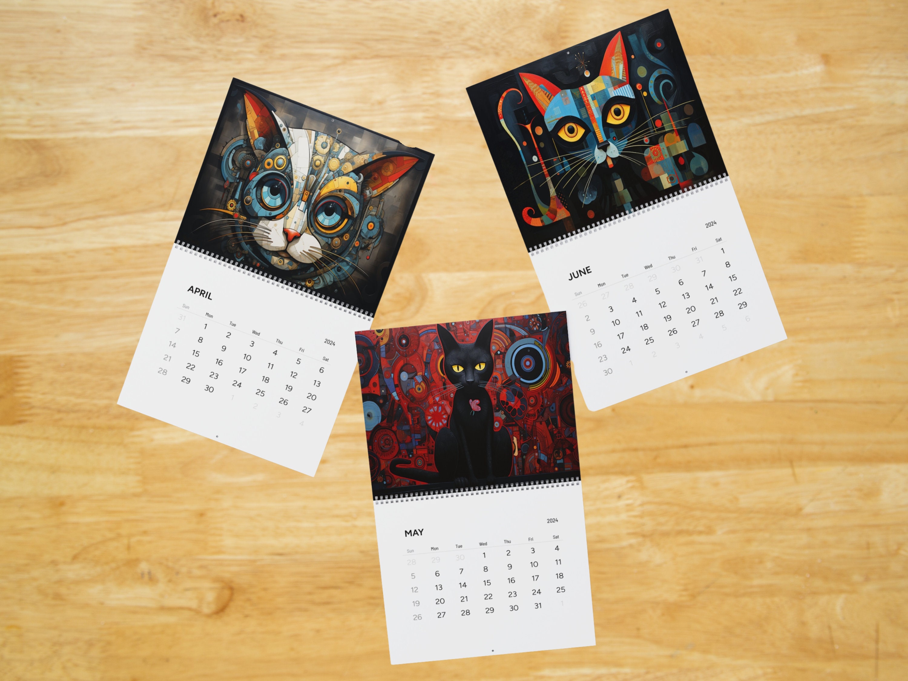 Modern Eclectic Cats Wall Calendars (2024) - Gift For Cat Lovers sold ...