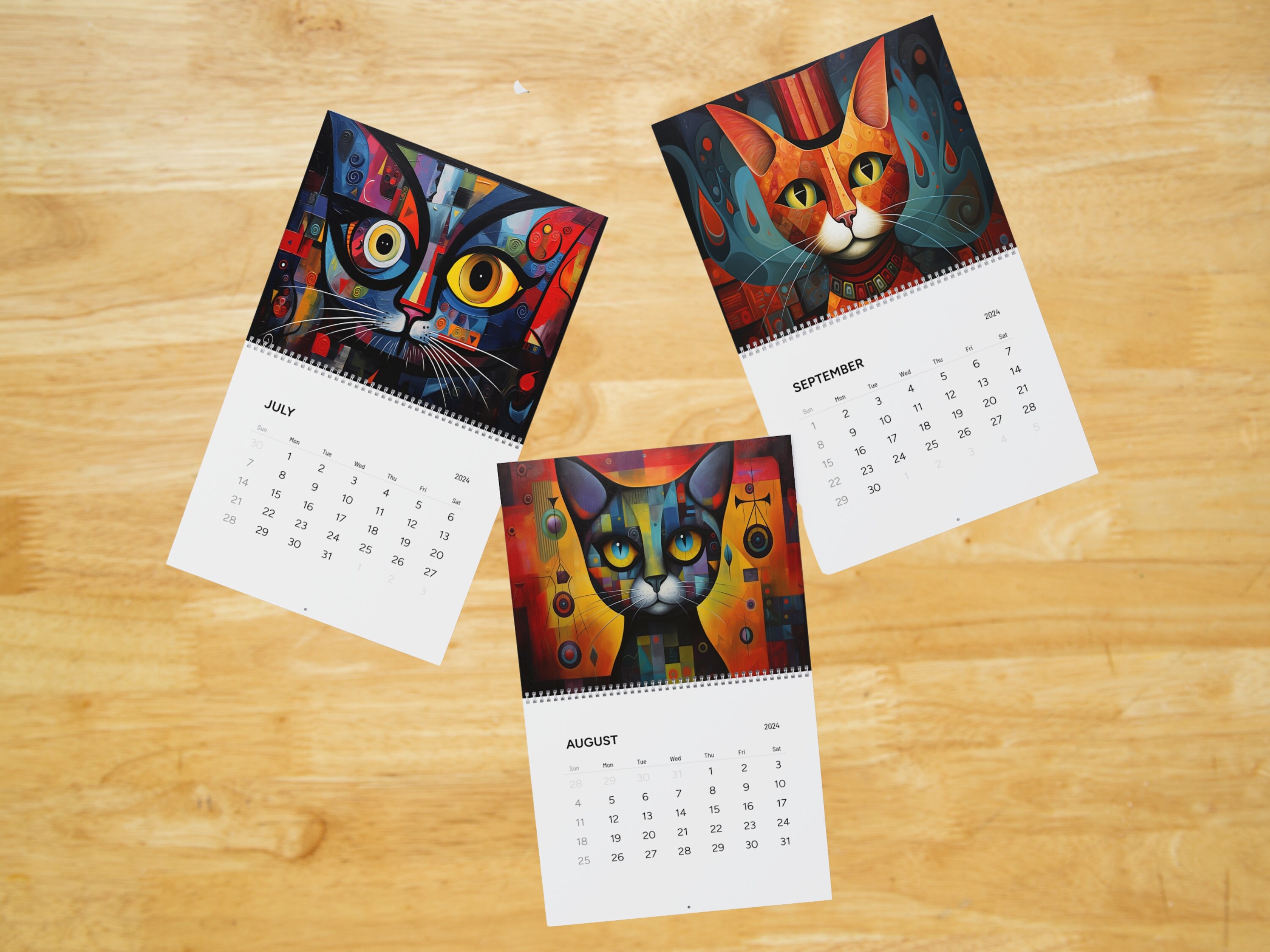 Modern Eclectic Cats Wall Calendars (2024) - Gift For Cat Lovers sold ...