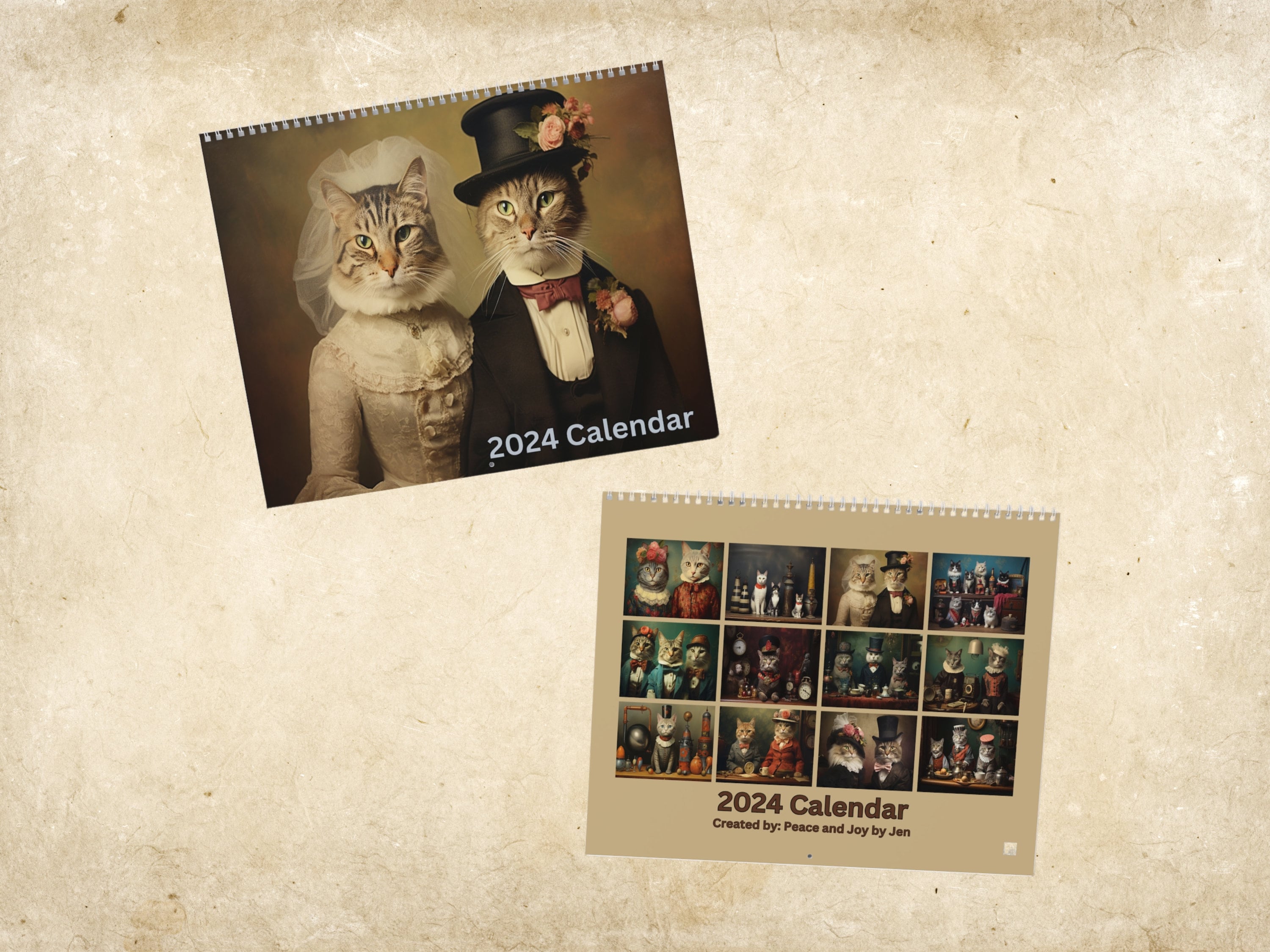 Vintage Eclectic Cats Wall Calendars (2024) - Gift For Cat Lovers sold ...