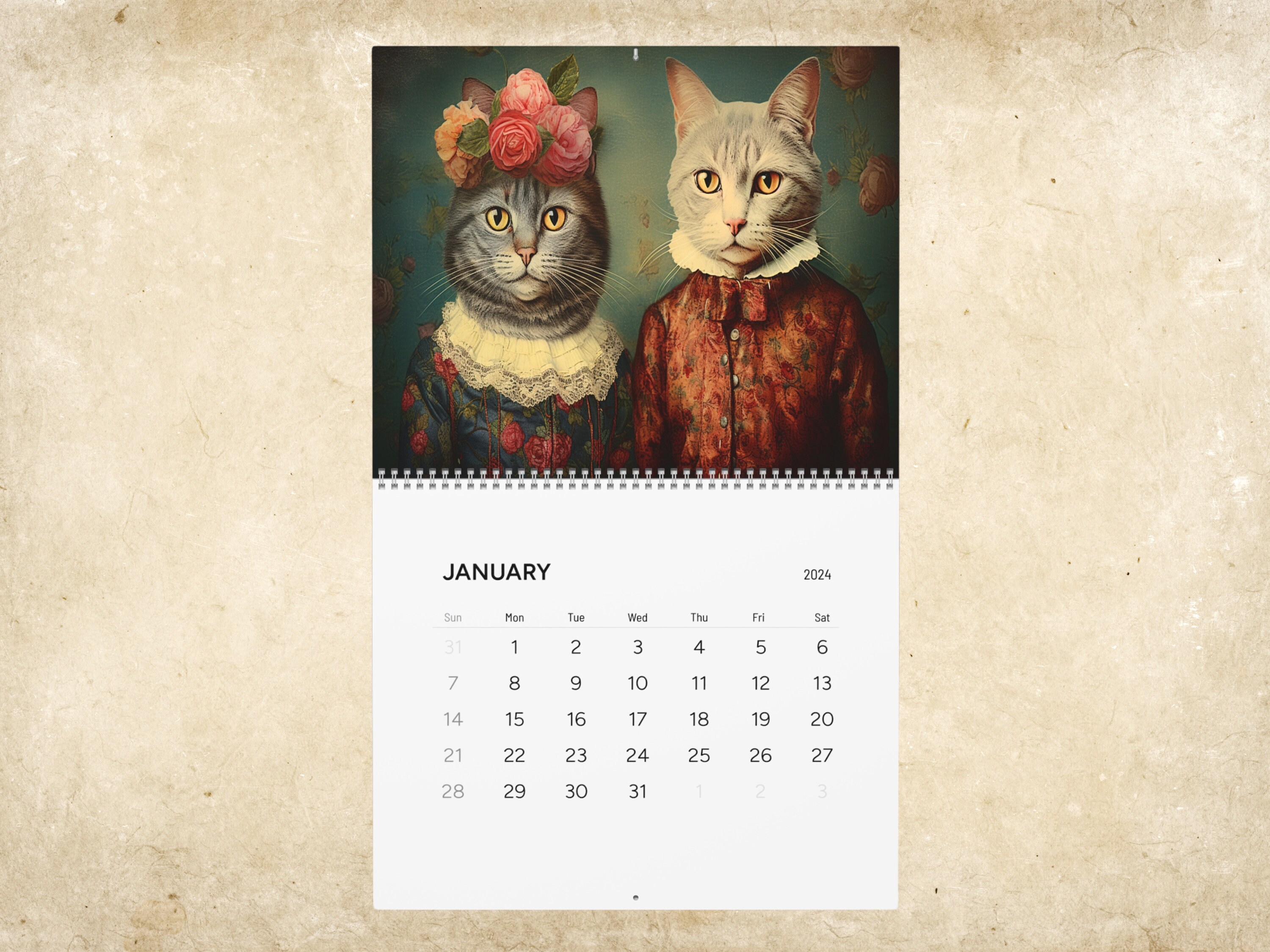Vintage Eclectic Cats Wall Calendars (2024) - Gift For Cat Lovers sold ...
