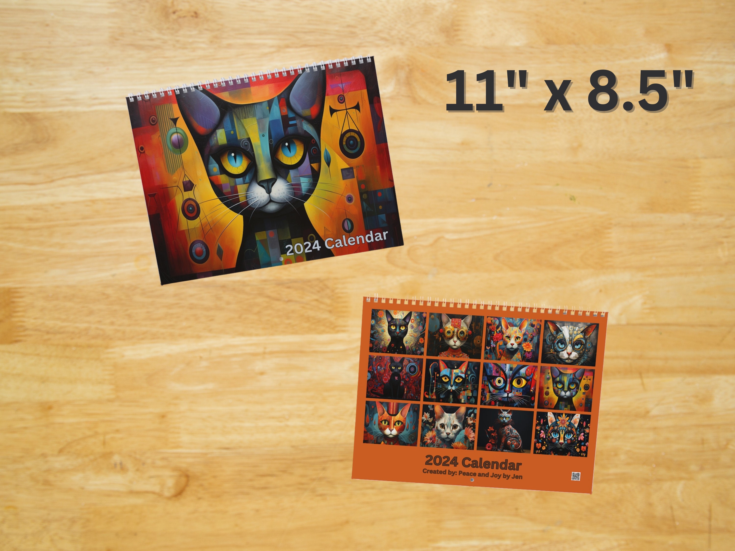 Modern Eclectic Cats Wall Calendars (2024) - Gift For Cat Lovers sold ...