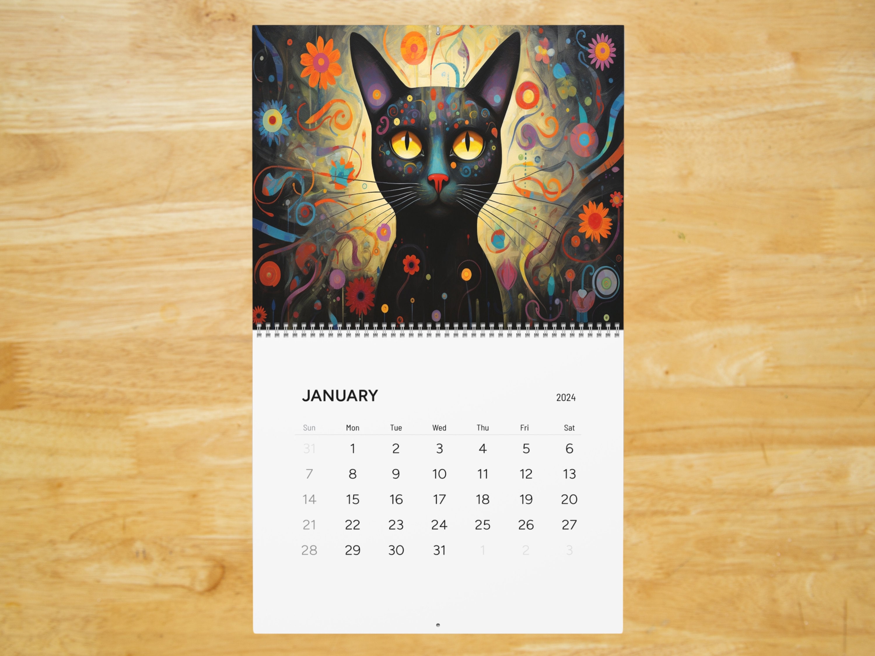 Modern Eclectic Cats Wall Calendars (2024) - Gift For Cat Lovers sold ...