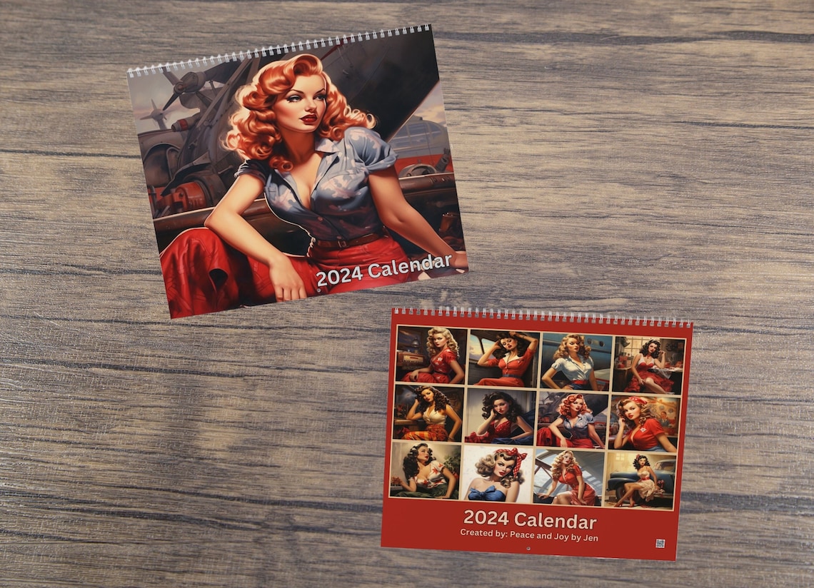 Pinup Girls Wall Calendars 2024 Gift for Him Gift for Her Wall Decor 12 ...