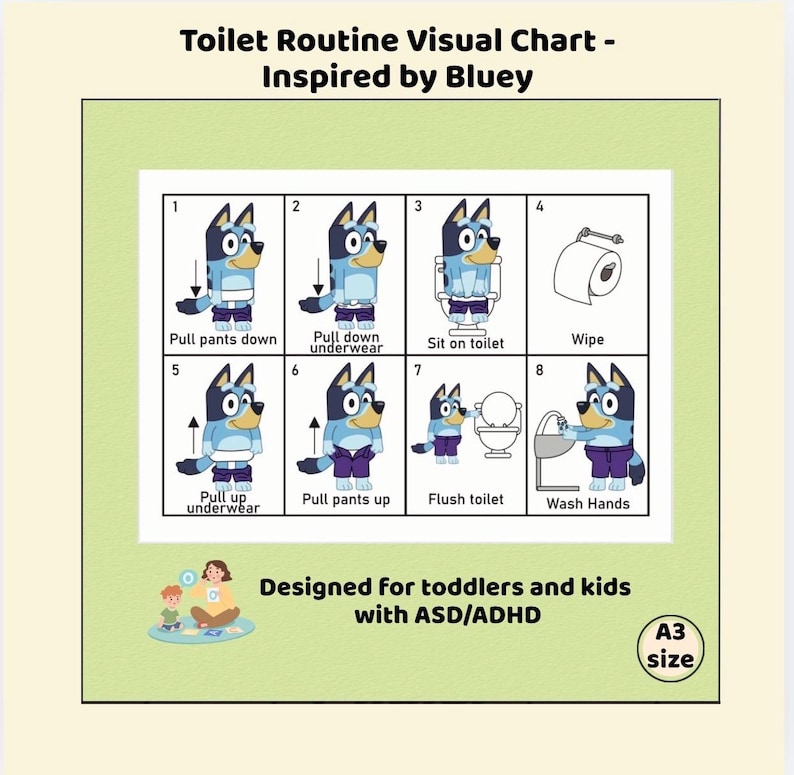 Bluey Style Morning Routine and Toileting Chart- Printable Visual ...