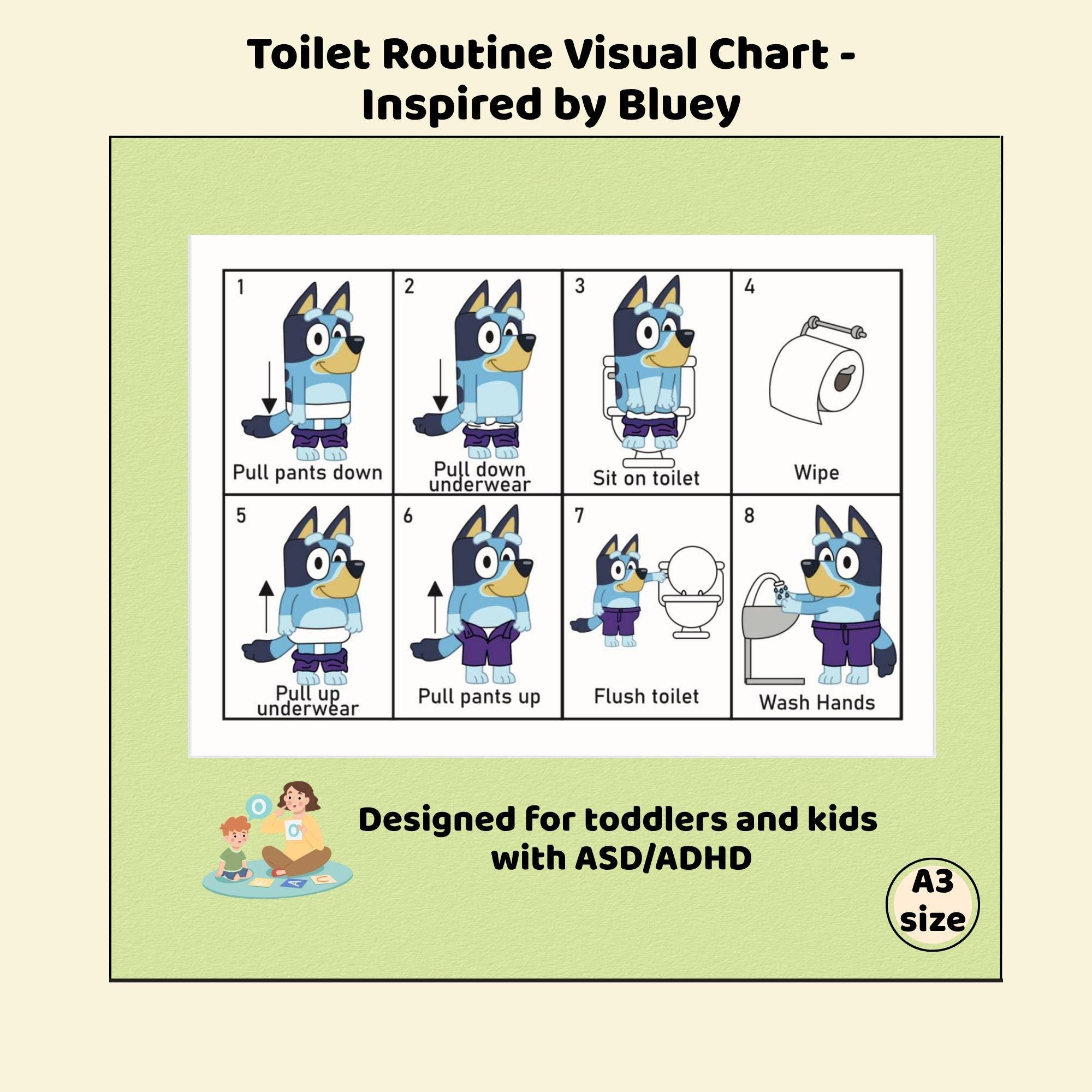 Toilet Routine Visual Chart for Kids | Bluey Style Potty Chart ...