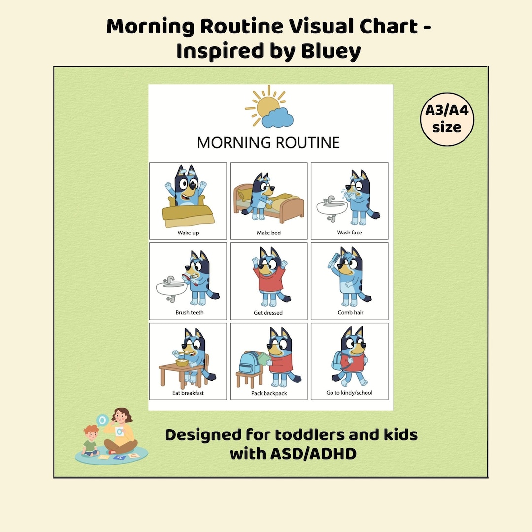 Bluey Style Morning Routine and Toileting Chart- Printable Visual ...