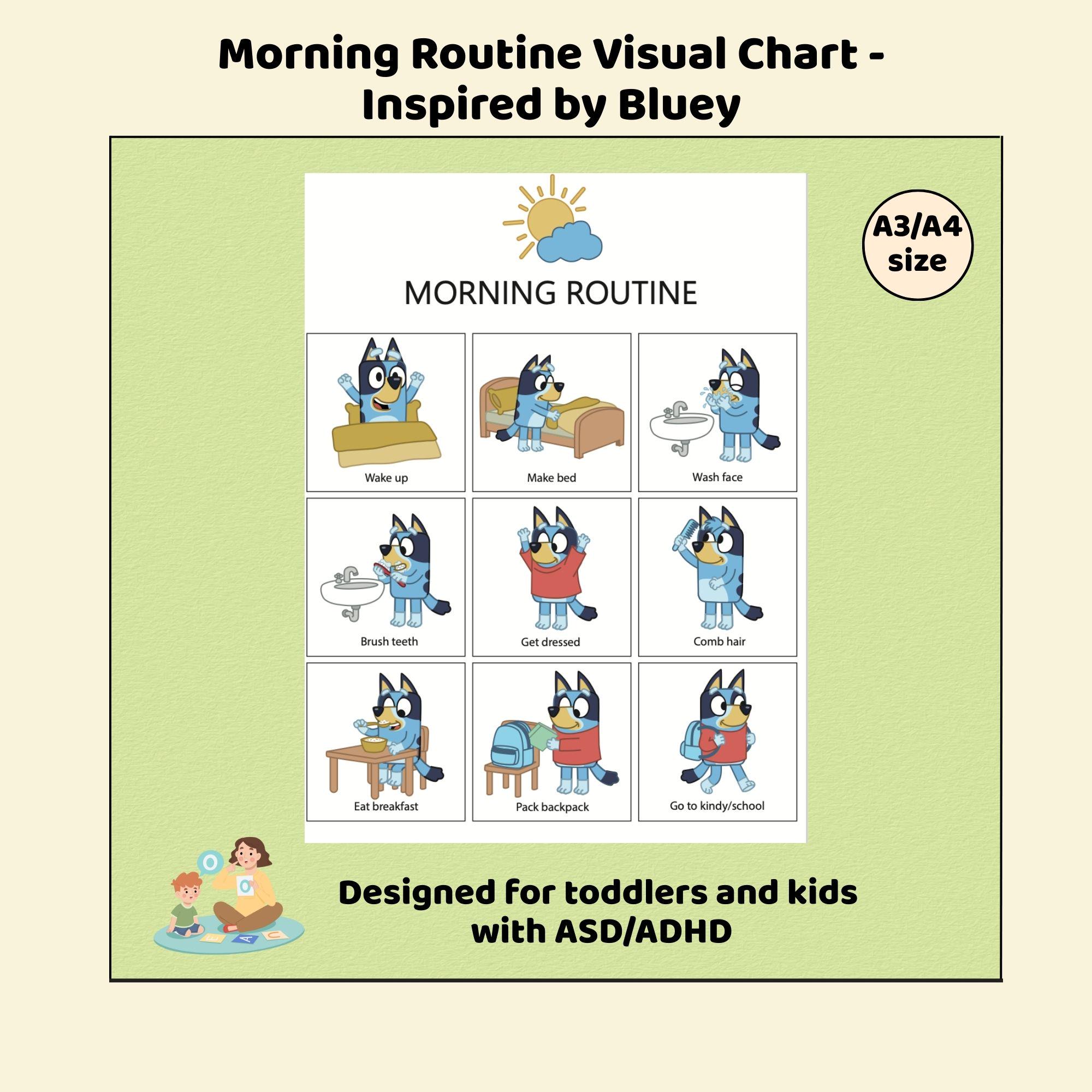 Bluey Style Morning Routine and Toileting Chart- Printable Visual ...