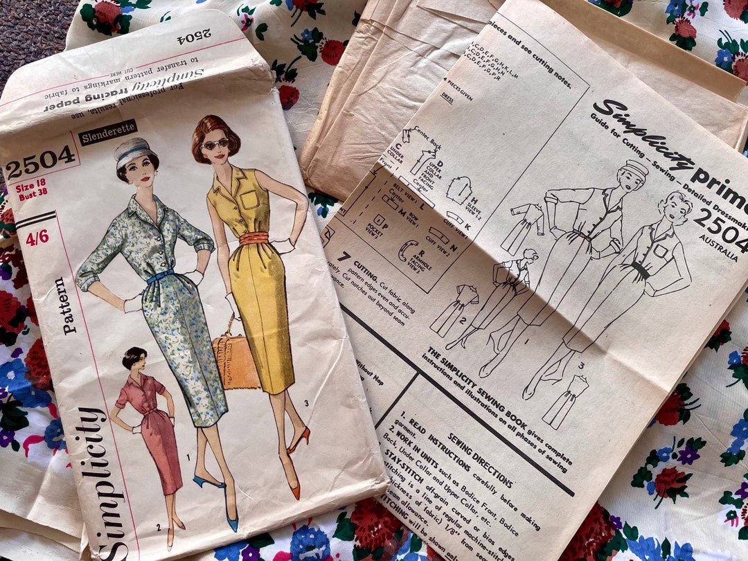 Vintage 1958 Simplicity Sewing Pattern 2504 Bust 38 slenderette Misses ...