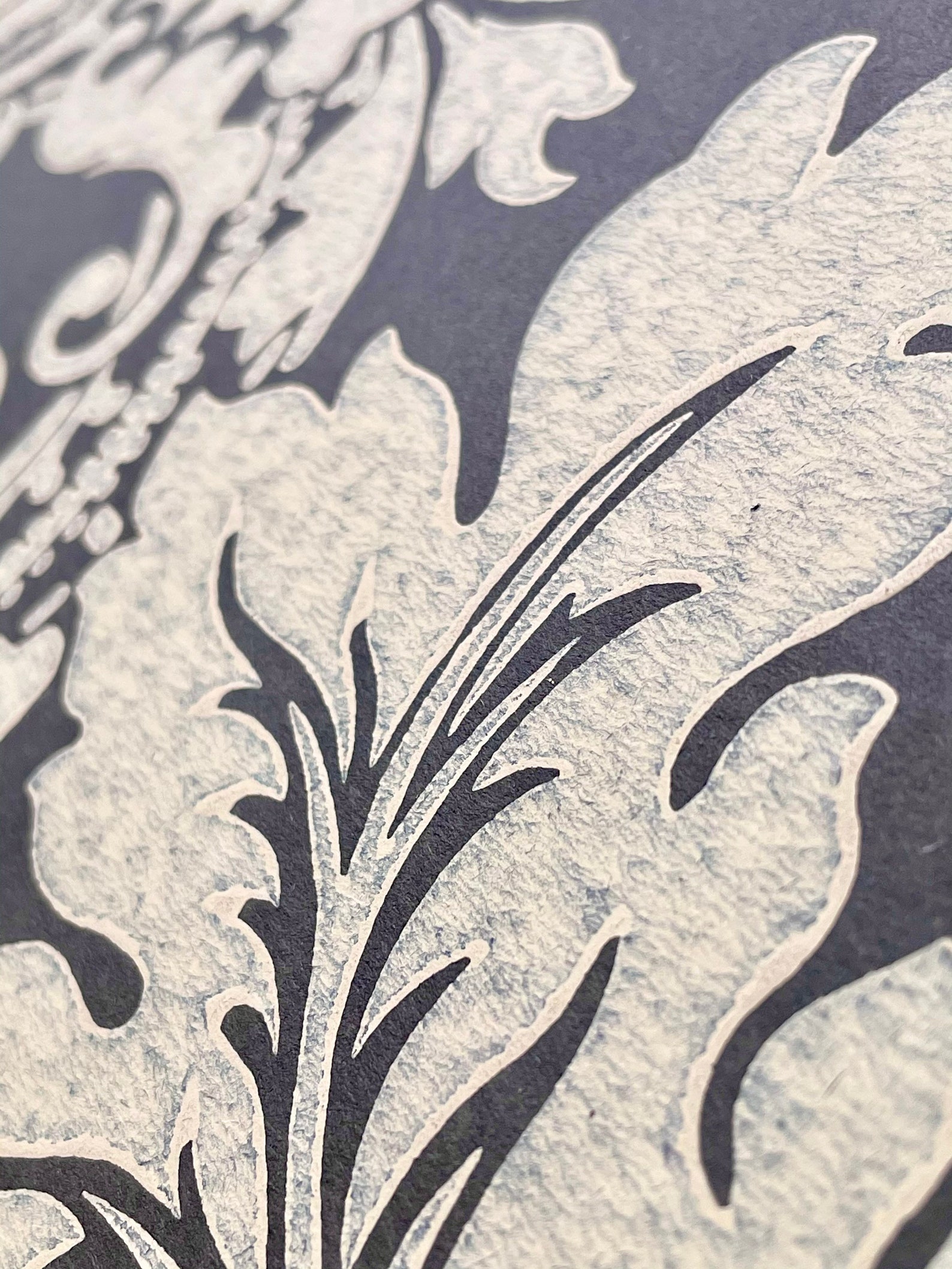 Vintage 70s Baroque Victorian Style Large Floral Scroll Hand Printed ...