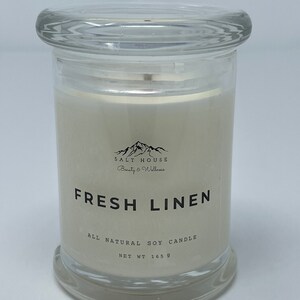 Fresh Linen Candle | Fresh, Clean Scent | 100% Soy Wax Candle | Vegan ...