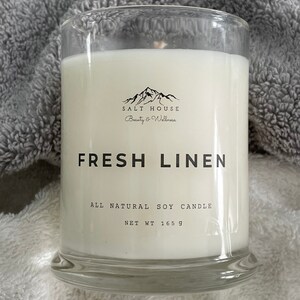 Fresh Linen Candle | Fresh, Clean Scent | 100% Soy Wax Candle | Vegan ...