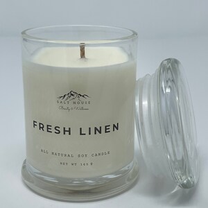 Fresh Linen Candle | Fresh, Clean Scent | 100% Soy Wax Candle | Vegan ...