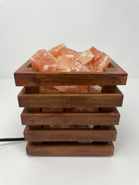 Wooden Lamp With Chunks of Himalayan Salt Desk/ Table Lamp - Etsy