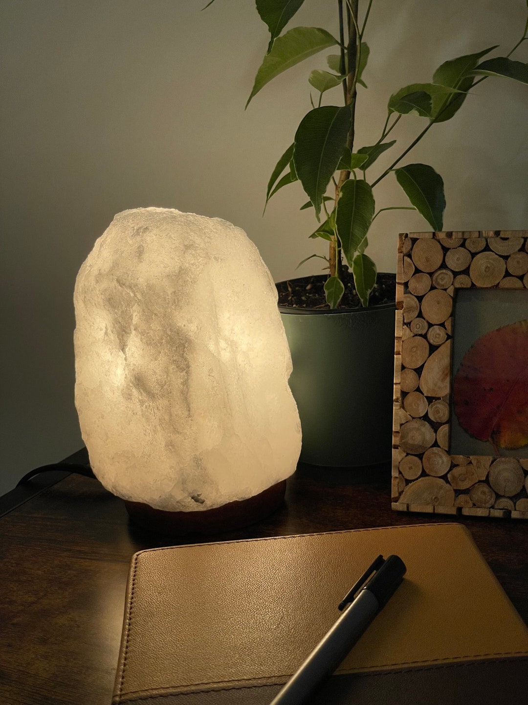 Natural Himalayan Salt White Lamp | Desk/livingroom/bedroom Lamp With ...