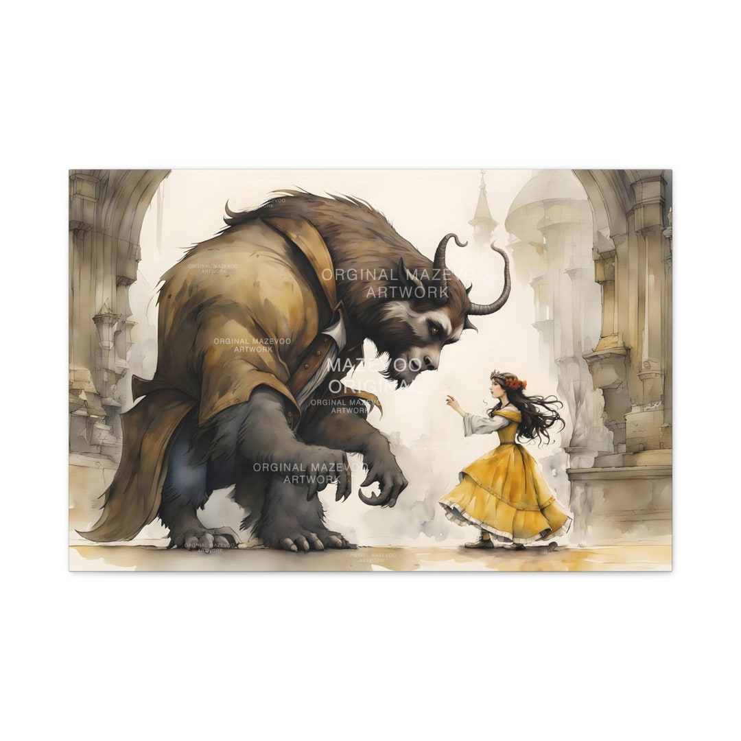 Beauty and the Beast Art | Beauty and the Beast Print on Canvas | Girls ...