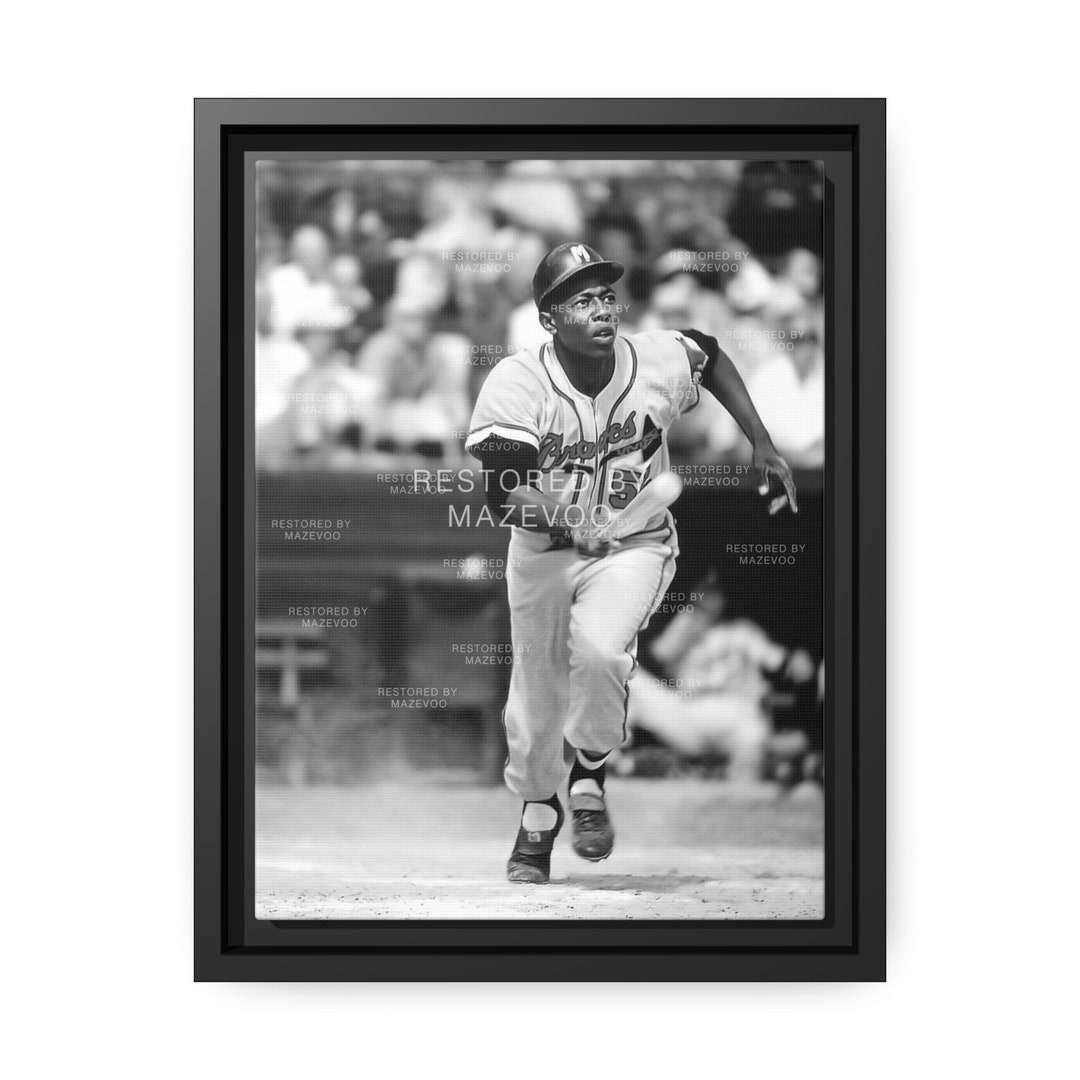 Hank Aaron Photo Mid-action | Hank Aaron Print Wall Art Canvas ...