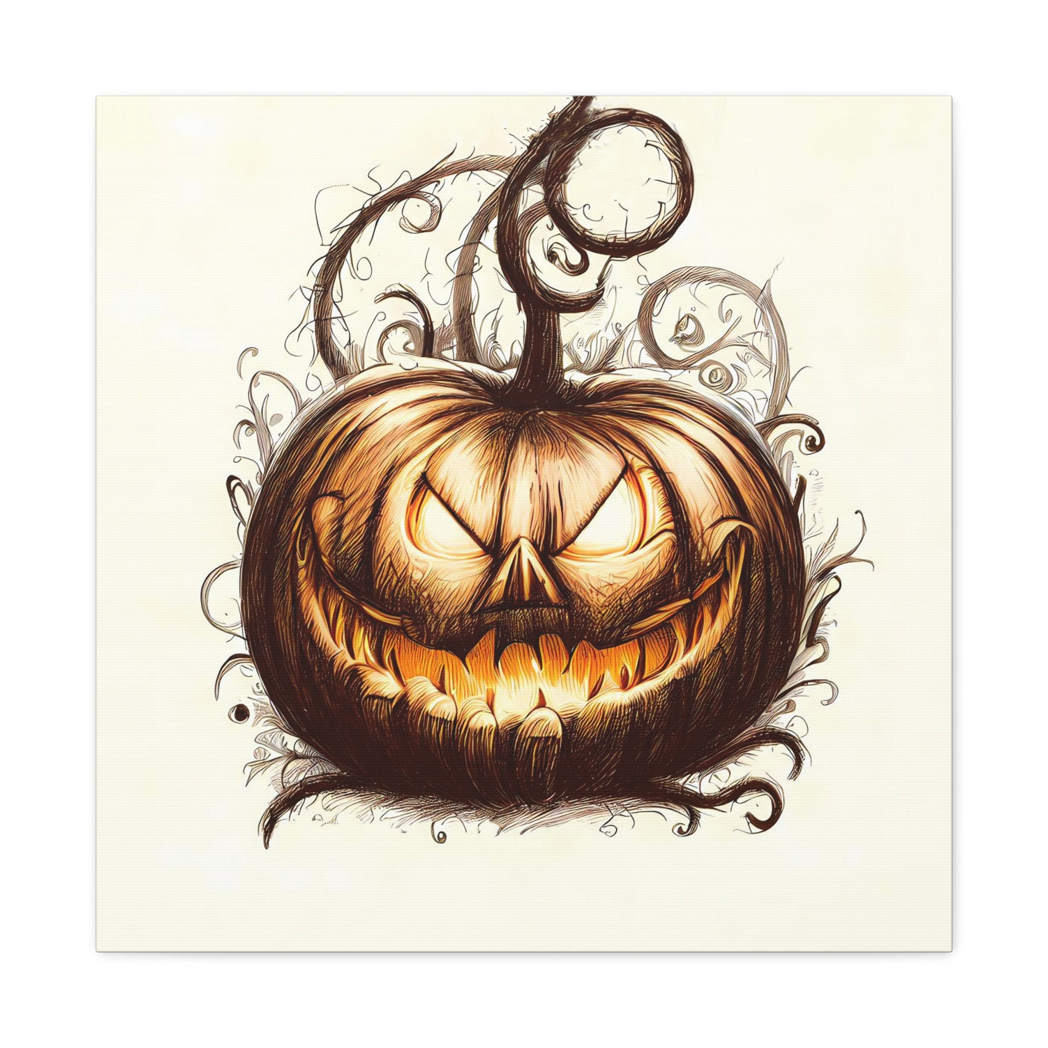 Halloween Scary Wall Art Canvas Jack O Lantern Indoor - Etsy